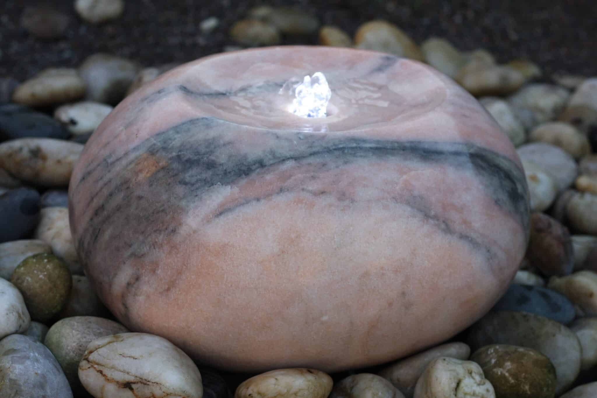 Polished sunset marble fountain - Ornamental Classics